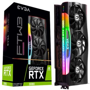 evga 10g-p5-3897-kr geforce rtx 3080 ftw3 ultra gaming, 10gb gddr6x, icx3 technology, argb led, metal backplate