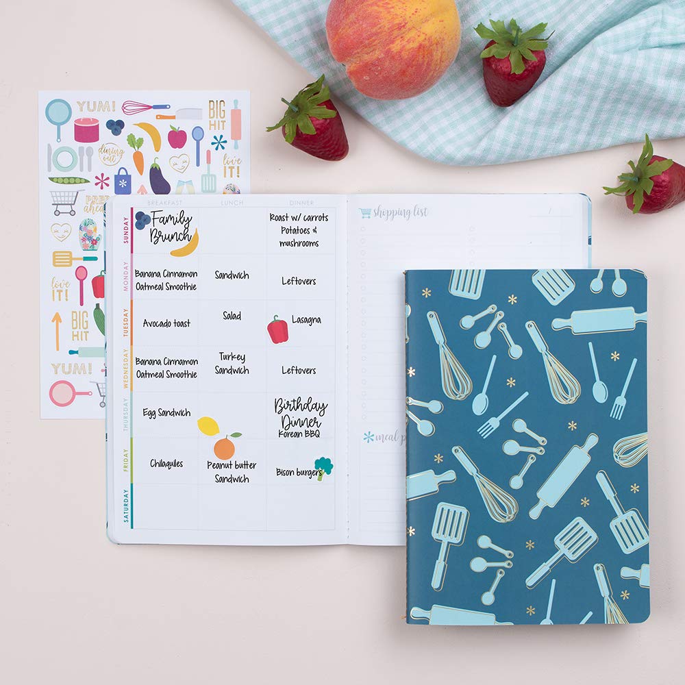 Erin Condren Designer Petite Planner - Meal Planner (New Cover) Track of All of Your Nutrition, Grocery Spending and Health Goals with this Meal Planner and Food Journal