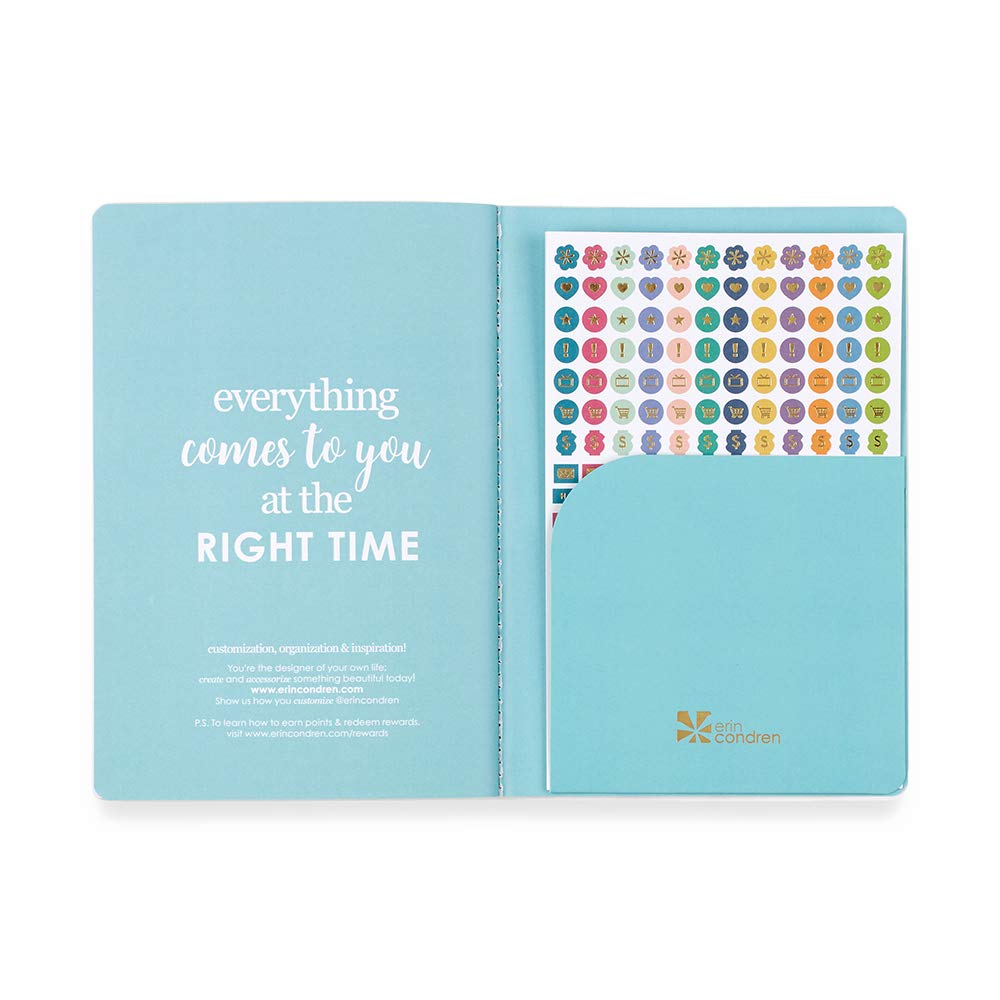 Erin Condren Monthly Customizable Undated 12 Month Agenda Petite Planner - Perfect for Tracking Monthly To-Dos or Monthly Project Goals. 140 Stickers Included