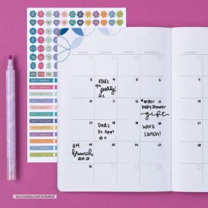 Erin Condren Monthly Customizable Undated 12 Month Agenda Petite Planner - Perfect for Tracking Monthly To-Dos or Monthly Project Goals. 140 Stickers Included