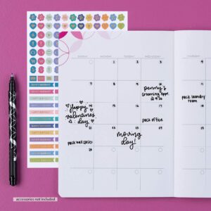 Erin Condren Monthly Customizable Undated 12 Month Agenda Petite Planner - Perfect for Tracking Monthly To-Dos or Monthly Project Goals. 140 Stickers Included