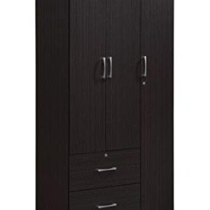 Hodedah 3-Door 2-Drawers, 3-Shelves in Chocolate Bedroom Armoires, 21"D x 36"W x 72"H