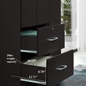 Hodedah 3-Door 2-Drawers, 3-Shelves in Chocolate Bedroom Armoires, 21"D x 36"W x 72"H