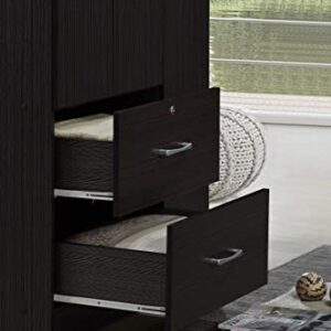 Hodedah 3-Door 2-Drawers, 3-Shelves in Chocolate Bedroom Armoires, 21"D x 36"W x 72"H