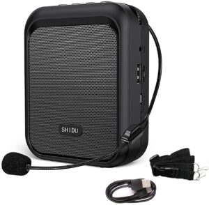 shidu mini voice amplifier portable rechargeable bluetooth speaker with wired microphone headset 10w 1800mah pa system supports mp3 format audio for teacher, taxi driver, coaches, training, tour guide