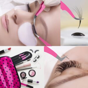 SIVOTE Lash Tweezers for Eyelash Extensions for Volume, Isolation & Classic Lashes, 3 Pack, Pink