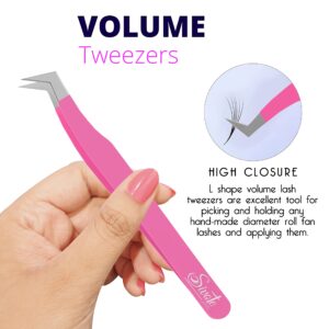 SIVOTE Lash Tweezers for Eyelash Extensions for Volume, Isolation & Classic Lashes, 3 Pack, Pink