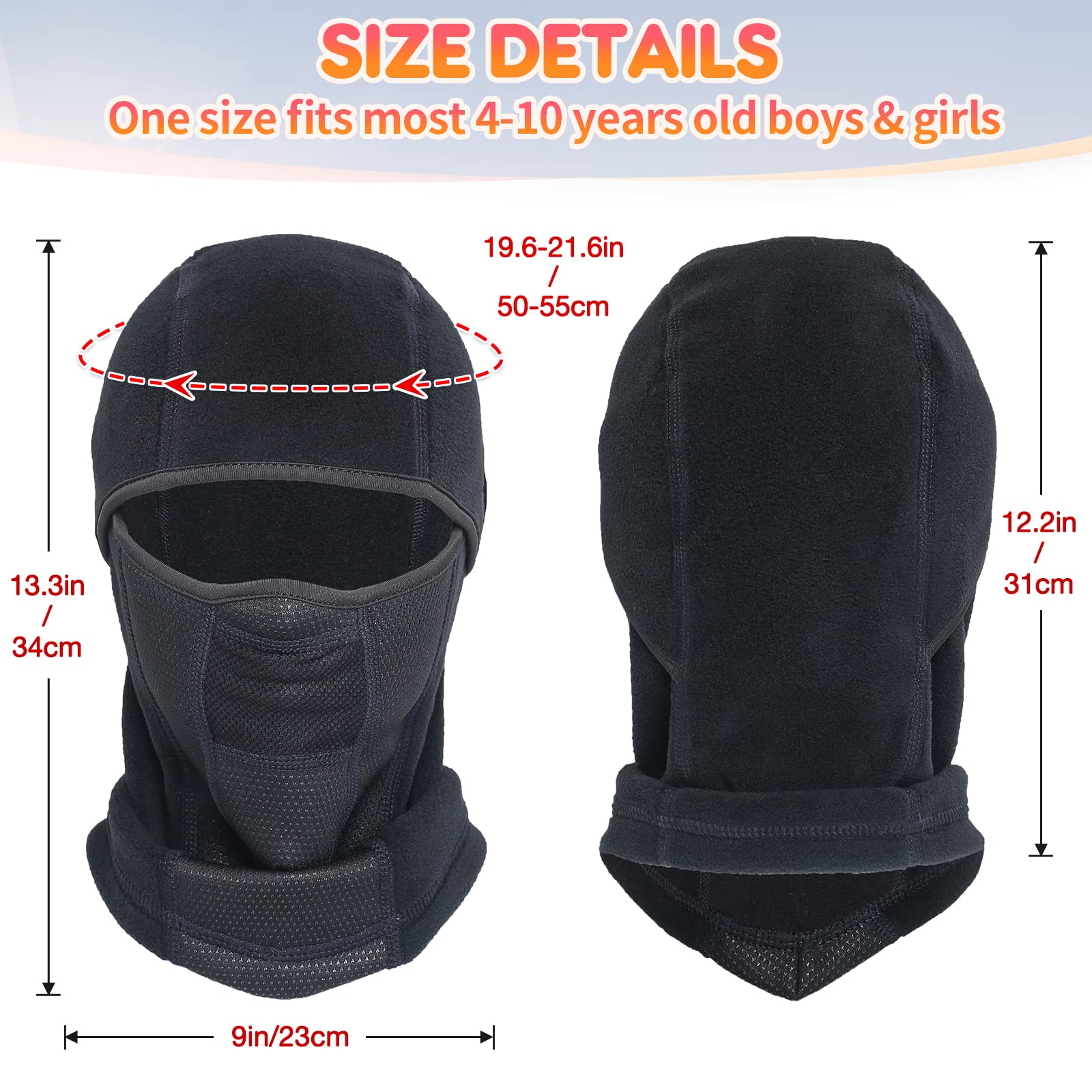 Venswell Kids Balaclava Windproof Ski Mask Winter Face Warmer for Cold Weather Boys Girls