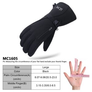 MCTi Mens Ski Gloves MC1605 One Pair(Black, Large) Thin Glove Liner MC-1706 One Pair(Black, Large)