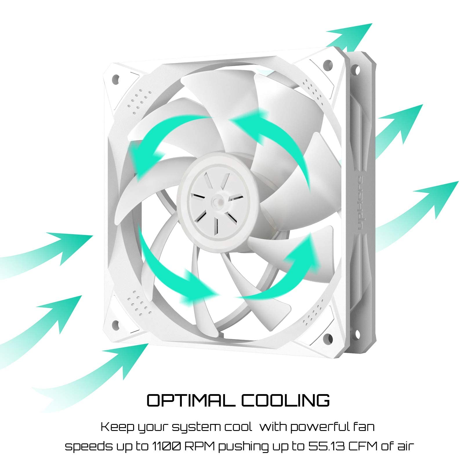 upHere 120mm White Computer Case Fan,Motherboard Sync Fan,High Airflow,Speed Adjustable, ARGB Fan with Fan Hub and Remote,Low Noise Hydraulic Bearing Long Life Up to 40,000 Hours-6 Pack,NT1206-6