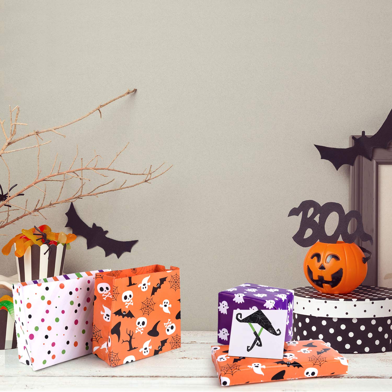 ASTARON 90 Sheets Halloween Pattern Paper Set 5.5 x 8.2 inches Decorative Paper for Paper Craft Decoration, 10 Styles