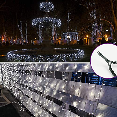 holahome 300 LED Christmas String Lights Outdoor Indoor, 115Ft Waterproof 8 Modes Cool White Twinkle Fairy Lights for Wedding Party Yard Tree Decorations