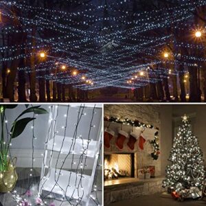 holahome 300 LED Christmas String Lights Outdoor Indoor, 115Ft Waterproof 8 Modes Cool White Twinkle Fairy Lights for Wedding Party Yard Tree Decorations