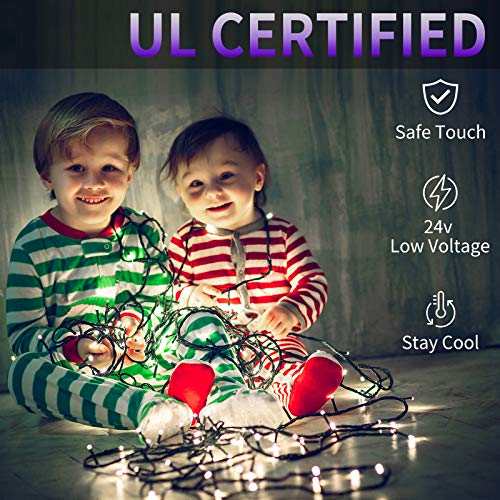 holahome 300 LED Christmas String Lights Outdoor Indoor, 115Ft Waterproof 8 Modes Cool White Twinkle Fairy Lights for Wedding Party Yard Tree Decorations