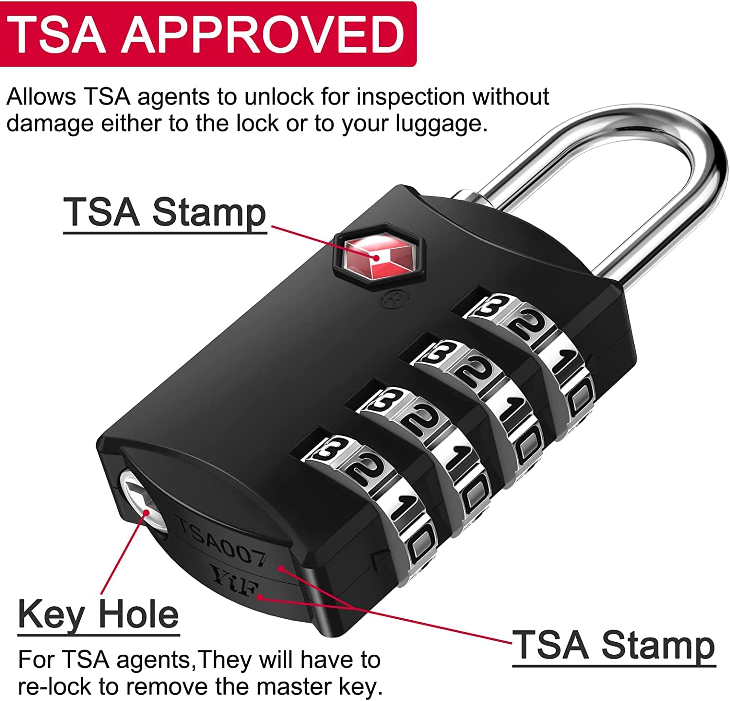 ZHEGE TSA Approved Locks, Luggage Locks, 3 Dial TSA Lock for Suitcases, Backpack, Baggage (Rose Gold)