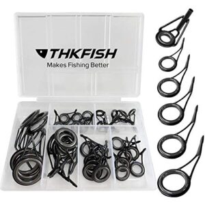 thkfish rod repair kit rod tip repair kit ceramics tips stainless steel carbon spinning rod guides fishing rod repair kit black 35pcs