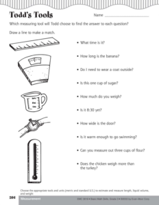 todd's tools (measuring length, liquid volume, weight)