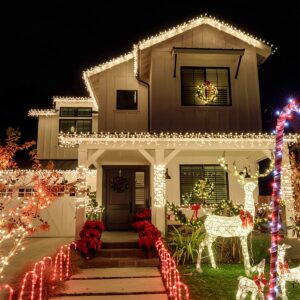 Decute Christmas Decorations Lights Outdoor 416 LEDs 35.5FT 78 Drops, Waterproof 8 Modes Curtain Lights Fairy String Light for Christmas Decor Holiday Wedding Eaves Window Party Yard Garden Warm White