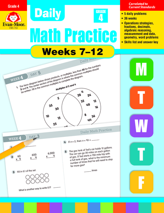 Daily Math Practice Bundle, Grade 4, Weeks 7 12