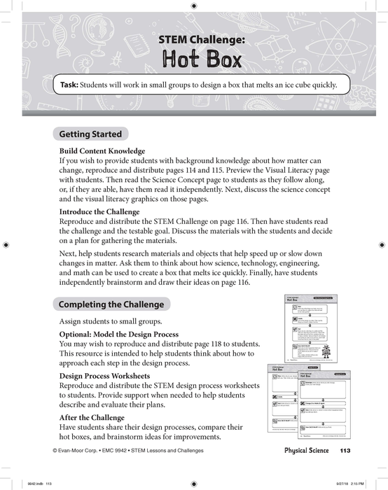 STEM Challenge: Hot Box (Physical Science Concept: Changes in Matter), Grade 2