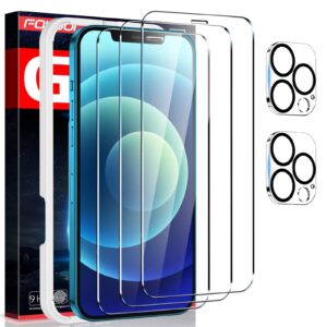 fotbor for iphone 12 pro max screen protector with camera lens protector [3+2 pack], 9h tempered glass screen protector shatterproof full coverage hd clear film for apple iphone 12 pro max 6.7inch