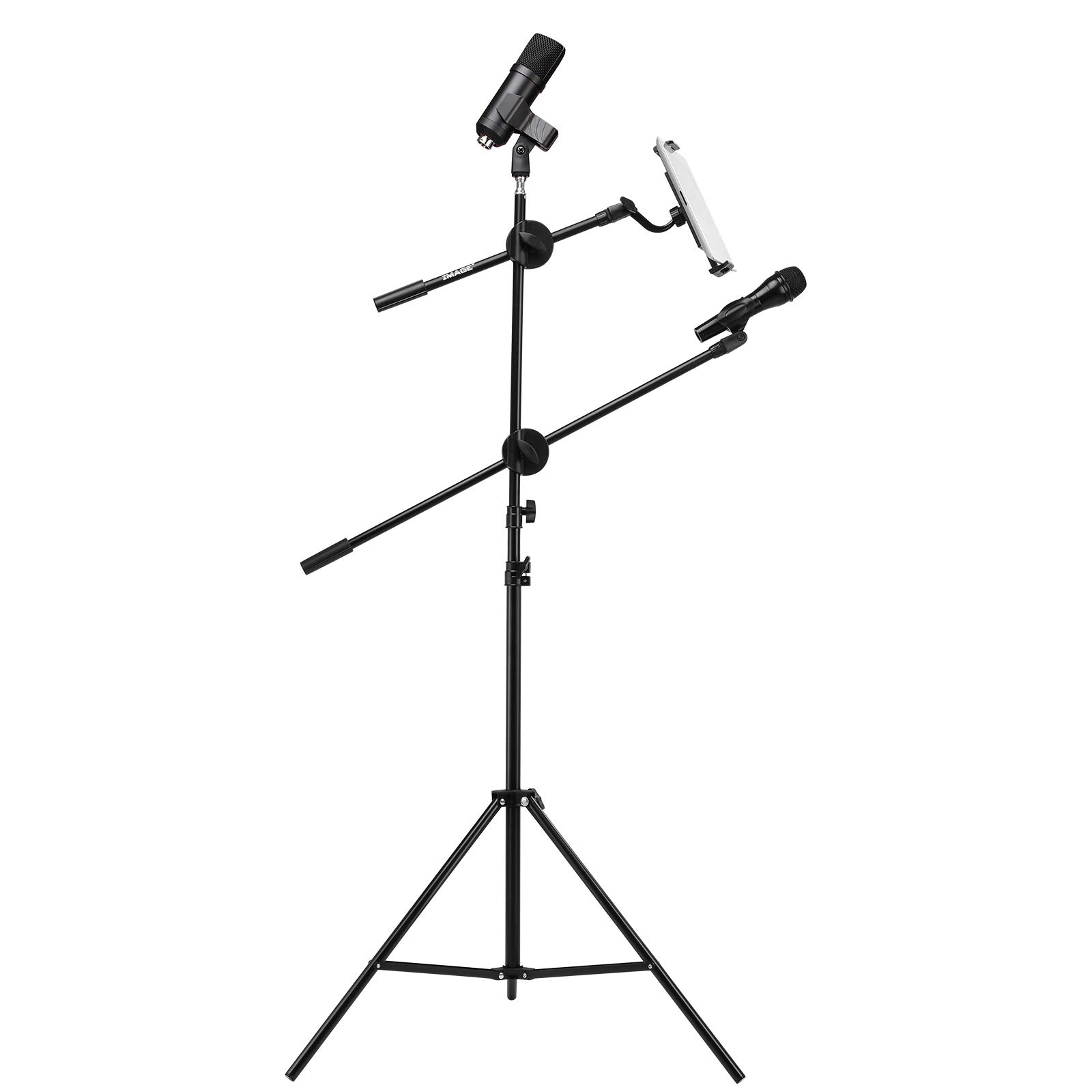 Microphone Stand, IMAGE Mic Stand with Mic Clip Holder, Collapsible and Adjustable Height Heavy Metal Base for PC, Tablet or Cellphone