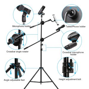 Microphone Stand, IMAGE Mic Stand with Mic Clip Holder, Collapsible and Adjustable Height Heavy Metal Base for PC, Tablet or Cellphone