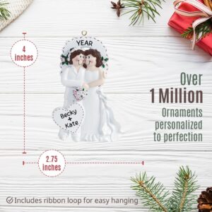 Couples Personalized Christmas Ornaments 2023 - Fast & Free 24h Customization – LGBT Lesbian Couple Wedding Christmas Decorations with Name - Comes Gift-Wrapped