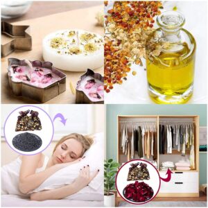 20 Bags Dried Flowers,100% Natural Dried Flowers Herbs Kit for Soap Making, DIY Candle Making,Bath - Include Rose Petals,Lavender,Don't Forget Me,Lilium,Jasmine,Rosebudsand More