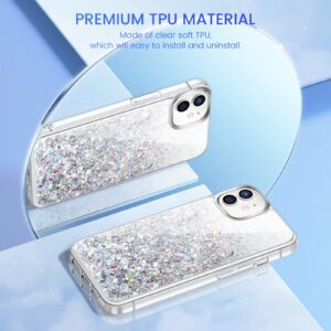 Caka iPhone 12 Pro Case, Glitter with Liquid Sparkle, White Mineral Oil, TPU Material, Wireless Charging Compatible, Silver (6.1 inches)