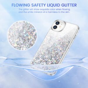 Caka iPhone 12 Pro Case, Glitter with Liquid Sparkle, White Mineral Oil, TPU Material, Wireless Charging Compatible, Silver (6.1 inches)