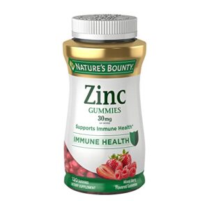 nature's bounty zinc gummies, immune support gummies, supports skin & antioxidant health, mixed berry, 30mg, 120 count