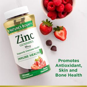 Nature's Bounty Zinc Gummies, Immune Support Gummies, Supports Skin & Antioxidant Health, Mixed Berry, 30mg, 120 Count