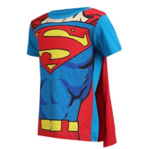 WARNER BROS Boy's Superman Tee with Detachable Superhero Cape, Blue/Red, 100% Cotton, Size 3T