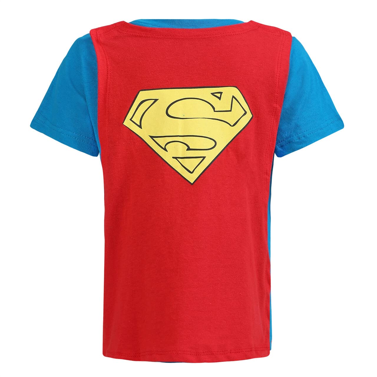 WARNER BROS Boy's Superman Tee with Detachable Superhero Cape, Blue/Red, 100% Cotton, Size 3T