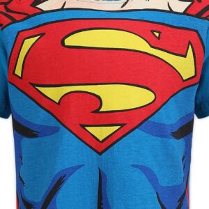 WARNER BROS Boy's Superman Tee with Detachable Superhero Cape, Blue/Red, 100% Cotton, Size 3T