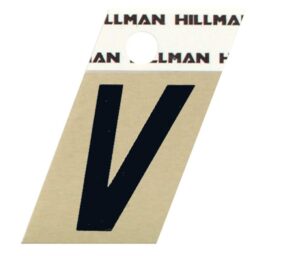 gld v adhv 1pc' hillman 840536 reflective black metal self-adhesive letter v 1 pc.