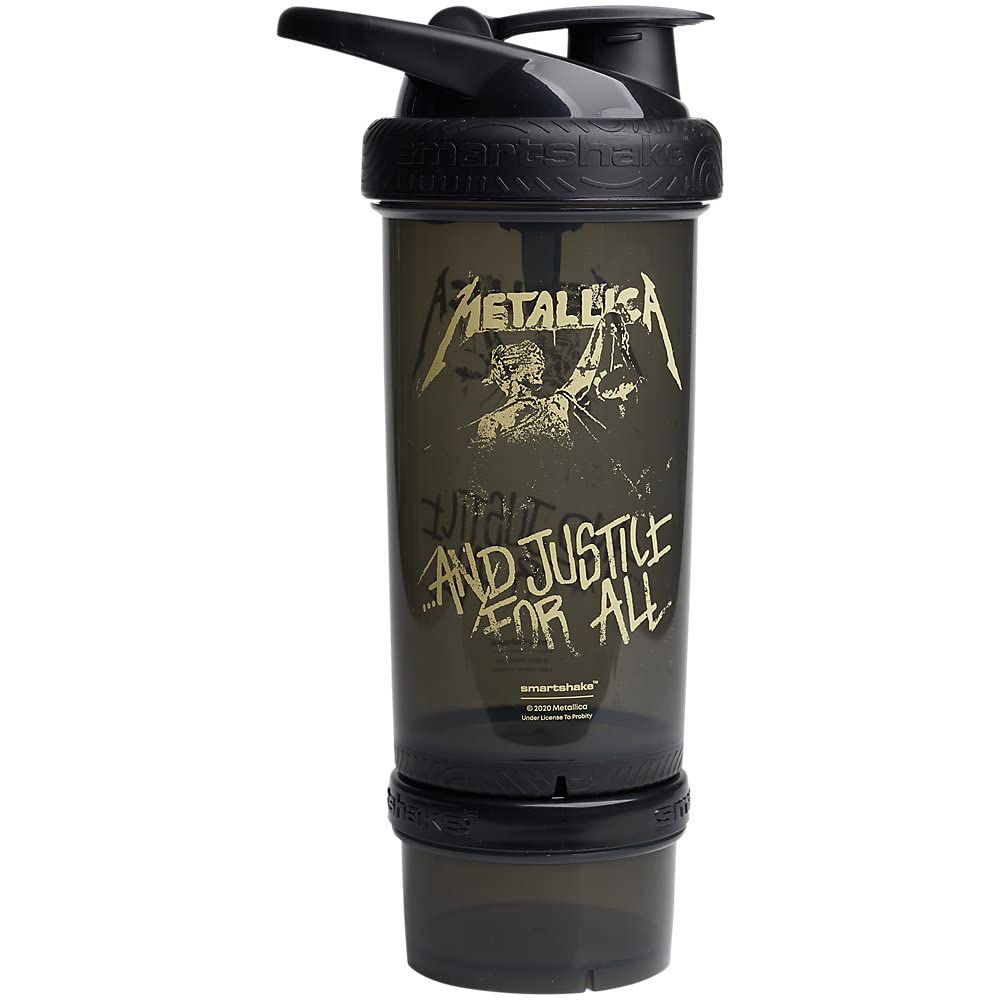 Smartshake Revive Metallica Shaker Bottles for Protein Mixes With Storage 25 Oz – Workout Shaker Cups for Protein Shakes + Powder – Rock Band Collection