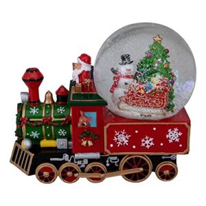 northlight 8.5" green and red christmas train snow globe