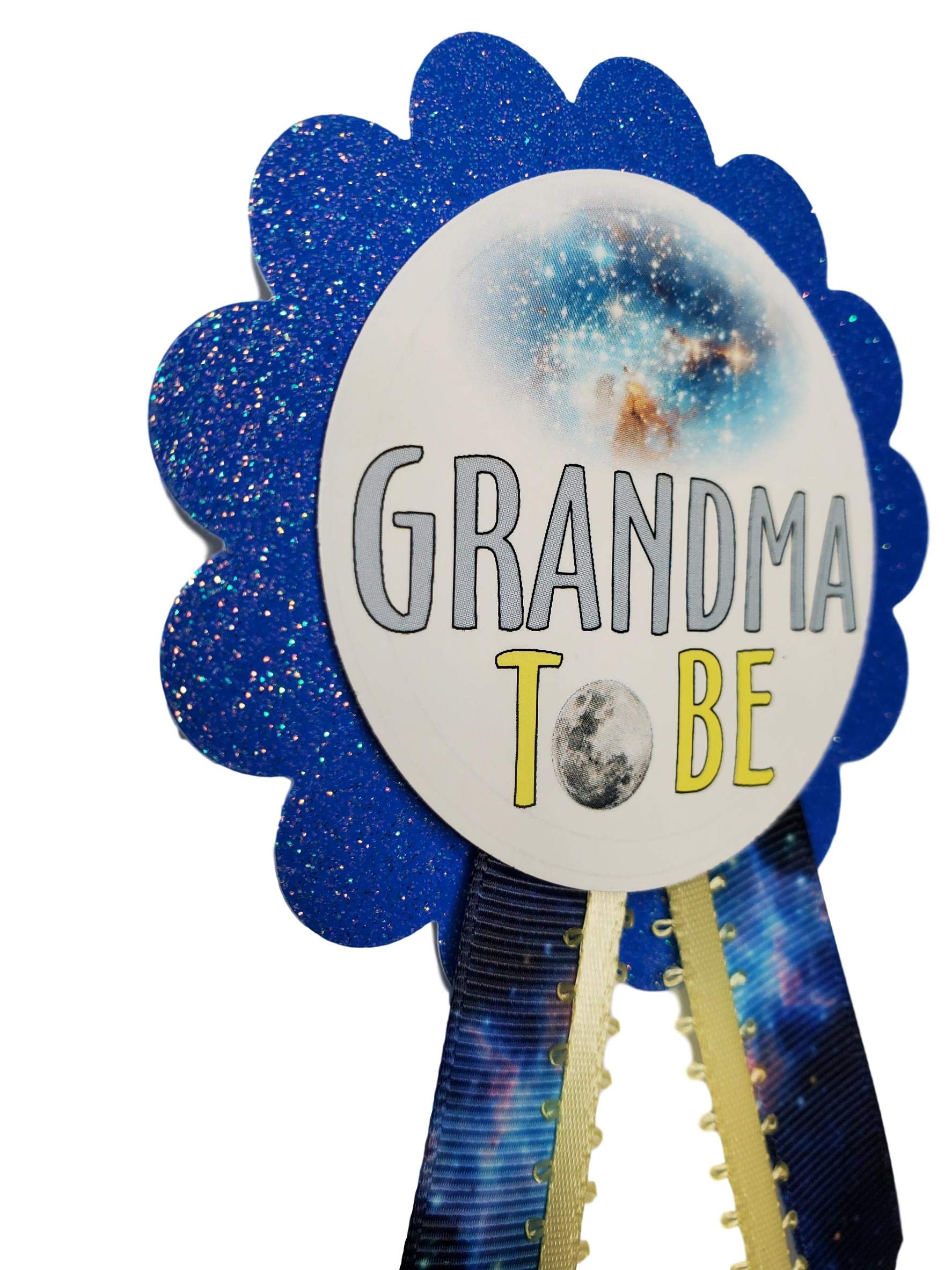 Galaxy Baby Shower Pins for Family to Wear at Gender Reveal Outer Space Theme Rockets It's a Boy Sprinkle (grandma pin)