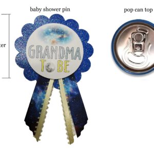 Galaxy Baby Shower Pins for Family to Wear at Gender Reveal Outer Space Theme Rockets It's a Boy Sprinkle (grandma pin)