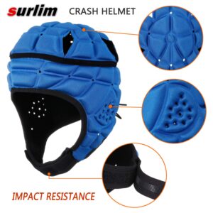 surlim Rugby Soft Helmet Soccer Headgear Scrum Cap 7v7 Flag Football Headguard for Adult X-Large (Blue)