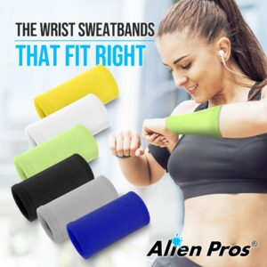 ALIEN PROS Performance Wrist Bands for Working Out 3 Pairs - The Wrist sweatbands That fit Right and Absorb Your Sweat Instantly - All Around Wrist Protection Sweat Bands Wristbands Pack of 3 Pairs