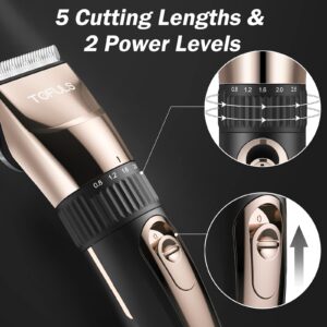 TOFULS Hair Trimmer for Men - Precision Metal Blades, 2200mAh Battery, LED Display, 5 Cutting Lengths, 2 Power Levels