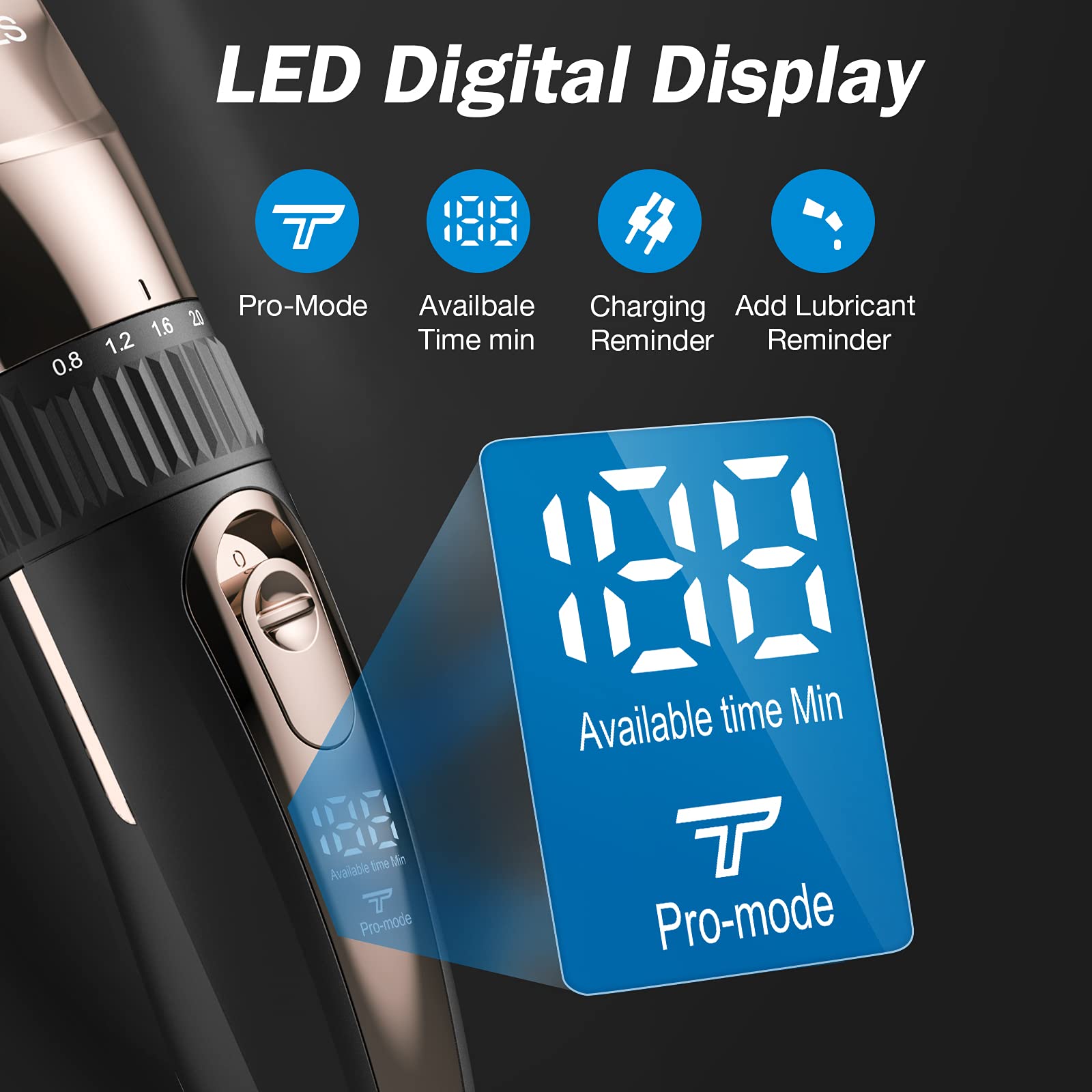 TOFULS Hair Trimmer for Men - Precision Metal Blades, 2200mAh Battery, LED Display, 5 Cutting Lengths, 2 Power Levels