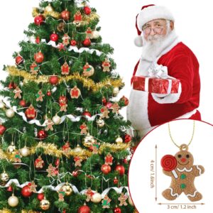 32 Pieces Gingerbread Man Ornaments for Christmas Tree Mini Gingerbread Men Christmas Decorations Hanging Charms Gingerbread House Decor Christmas Holiday Indoor Decorations(Small, Vivid Style)