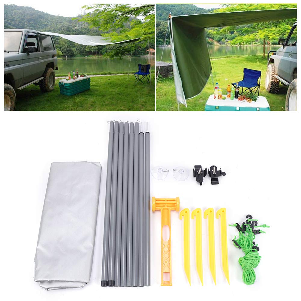 Car Side Awning Rooftop Pull Out Tent Shelter Sunshade w/Storage Bag Instant Shade Portable Shelter for SUV Outdoor Camping Travel 2.8×1.8M