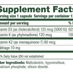 MegaFood Vitamin D3 5000 IU (125 mcg) - Vegetarian Vitamin D Supplements with Vitamin D3 K2, Supports Bones, Teeth, Muscles & Immune Health, Certified Non-GMO - 120 Mini Capsules, 120 Servings