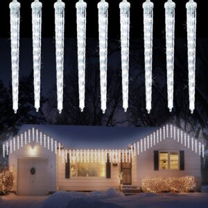 icicle lights falling rain lights meteor shower lights christmas lights, 10 tubes 240 twinkling led, falling rain drop icicle string lights for christmas trees, christmas decoration holiday wedding