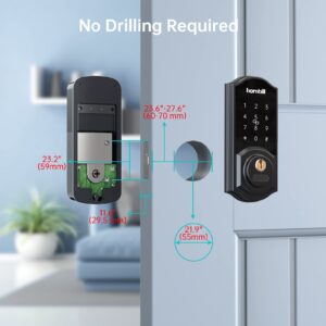 WiFi Smart Door Lock,Hornbill Keyless Entry Keypad Deadbolt with Gateway Remote Control Digital Front Door Lock Bluetooth Electronic Auto Lock Touchscreen Work with Alexa Code for Home Office Airbnb